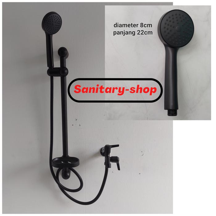 Jual paket hemat shower tiang stainless hitam + kran cabang hitam ...