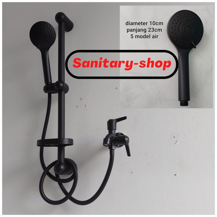 Jual paket hemat shower tiang stainless hitam + kran cabang hitam ...