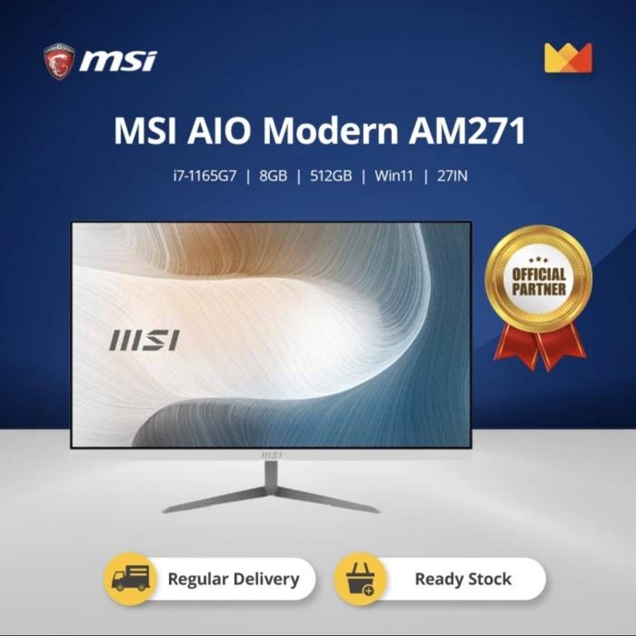 Jual PC AIO MSI MODERN AM271 11M Intel Core i7-1165G7 8GB/512GB SSD WIN ...