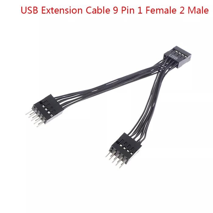 Jual 9 pin Usb Splitter Cable 1 Female to 2 Male Hub Motherboard ...