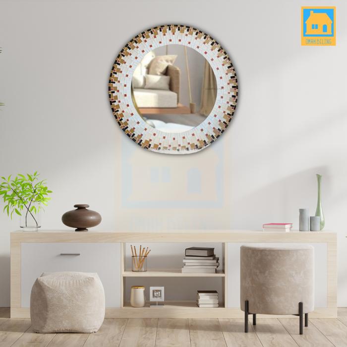 Jual Kaca Cermin Bulat Mozaik / Diameter 60cm / Cermin Hias Dekorasi ...
