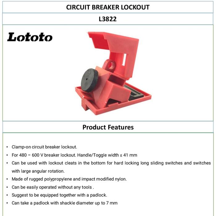 Jual LOTOTO L3822 Safety Loto Clamp-On Circuit Breaker Lockout, Handle ...