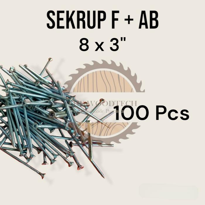 Jual Sekrup Tapping Screw FH Sekrup Kepala Rata 8 x 3" Inch - 100 Pcs ...