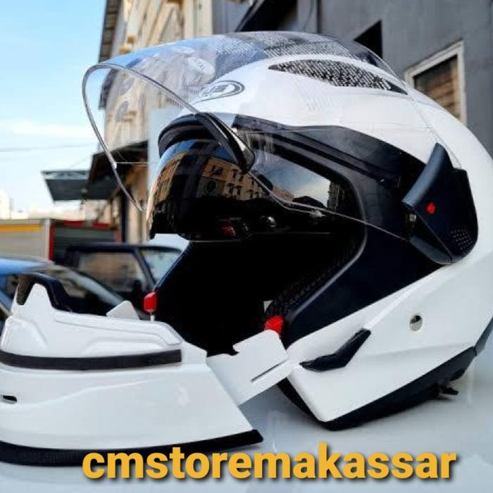 Jual Helm Zeus 611C Modular Solid 2 In 1 Full Face Half Face Helmet SNI ...