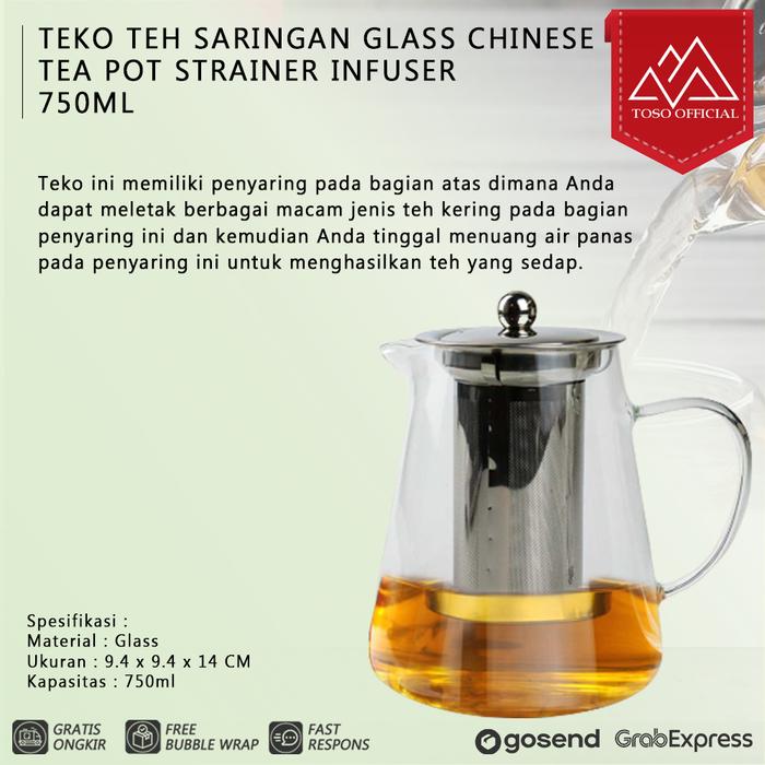 Jual TEKO TEH SARINGAN GLASS CHINESE TEA POT STRAINER INFUSER 750ML ...