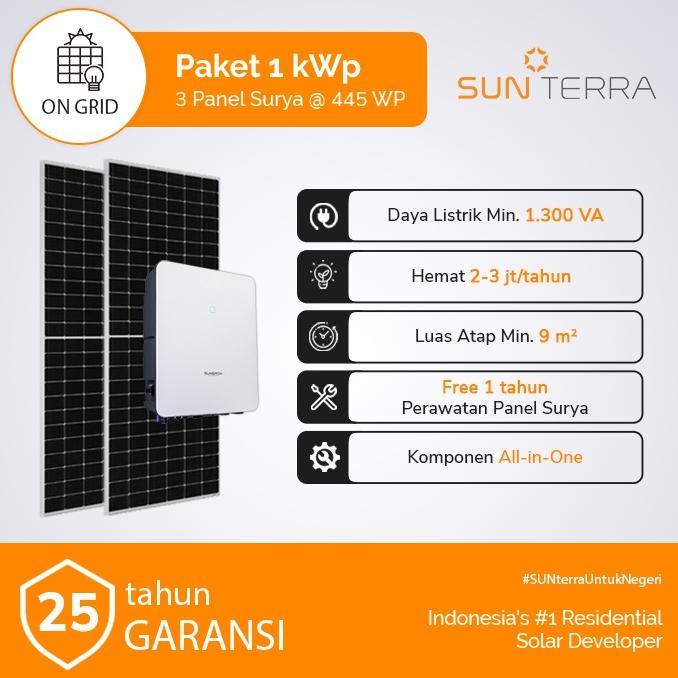 Jual SUNterra Paket Solar Panel / Panel Surya / PLTS 1 kWp / 1300 W ...