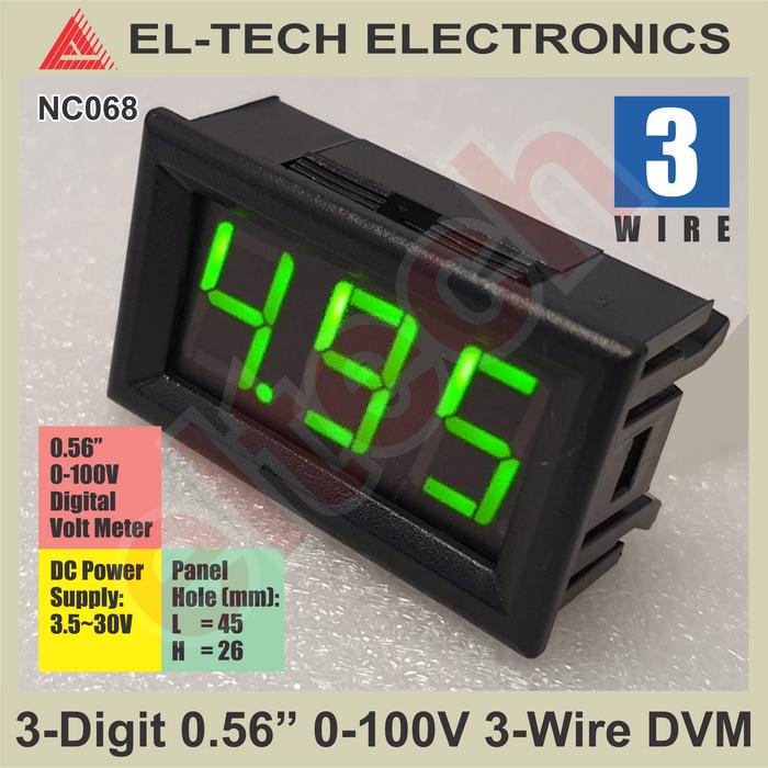 Jual DC Volt Meter Pengukur Ukur Tegangan Voltage 3 Digit LED Power 0 ...