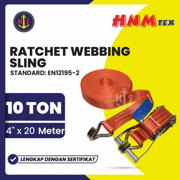 Jual RATCHET WEBBING SLING 4'' X 20 M X 10 TON // TIE DOWN / CARGO ...