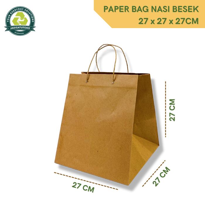 Jual Paper Bag Box Nasi polos / Paper Bag Besek ukuran 27 x 27 x 27CM ...