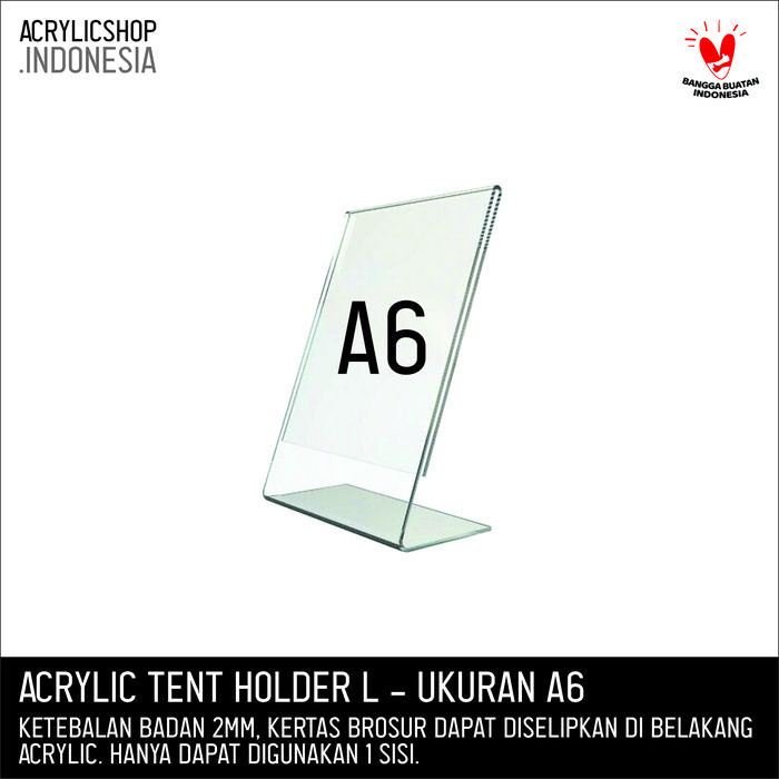 Jual Akrilik Tempat Brosur A6/Acrylic Tent Card Holder Stand 2sisi A6 ...