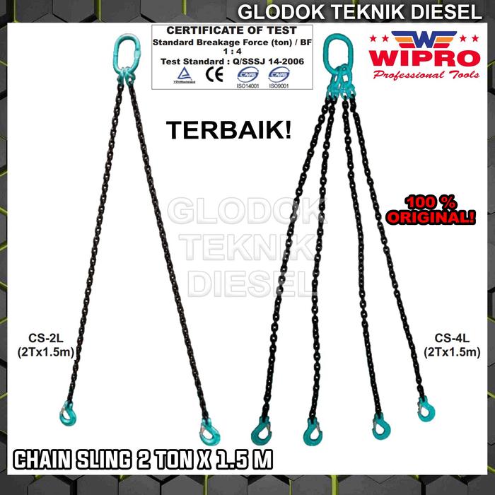 Jual WIPRO 4 & 2 Leg Chain Sling 2 TON X 1.5 Meter M Terbaik CS 2L 4L ...