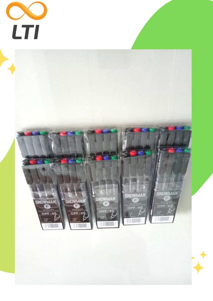 Jual Spidol Ohp Fine Tip / Opf 4s Spidol Snowman Opf 1 Set 4 Warna Di ...