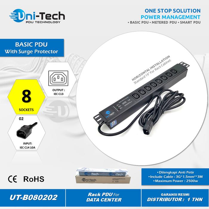 Jual PDU 8 Holes C13 Style with 3LSP, Input C14 10A - Kota Bekasi ...