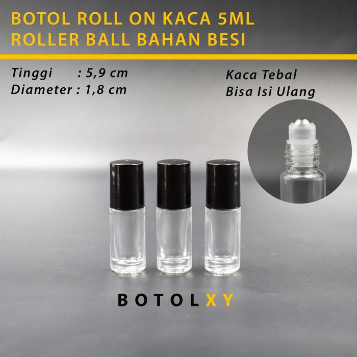 Jual Botol Roll On 5ml Kaca Tebal Transparan Roller Besi - Parfum ...