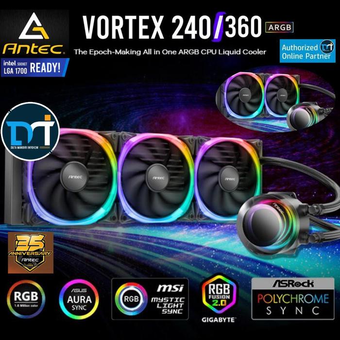 Promo Antec Vortex 240 I 360 ARGB - AIO Liquid CPU Cooler Cicil 0% 3x ...