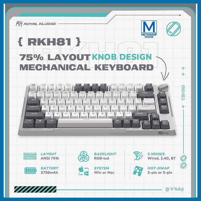 Jual Royal Kludge Rk H81 Wireless Mechanical Keyboard Gaming Rgb ...
