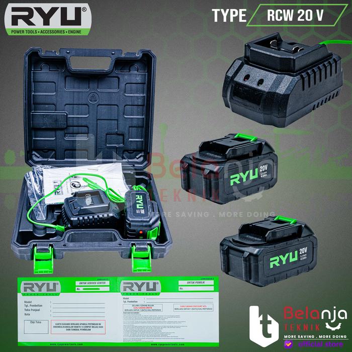 Jual RYU CORDLESS IMPACT WRENCH RCW 20 V PEMBUKA BAUT BATERAI RCW20V ...