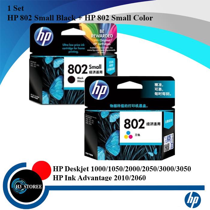 Jual Tinta hp catridge 802 black + 802 color ORIGINAL for Printer 1000 ...