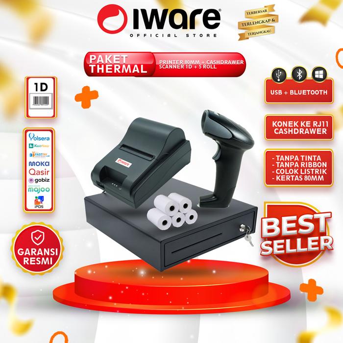Promo Paket Printer Kasir Thermal 80mm Usb+Bluetooth+scanner 1D ...