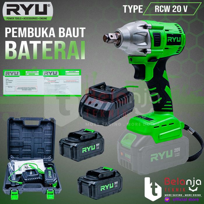 Jual RYU CORDLESS IMPACT WRENCH RCW 20 V PEMBUKA BAUT BATERAI RCW20V ...