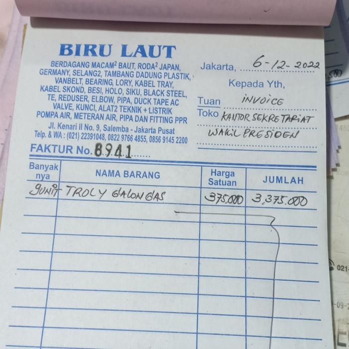 Jual invoice 9unit troly Galon Gas - Jakarta Pusat - Biru Laut official ...