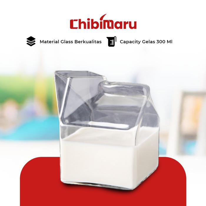 Jual Gelas Kaca Kopi Susu Estetik Bentuk Milk Box 300ml Aesthetic ...