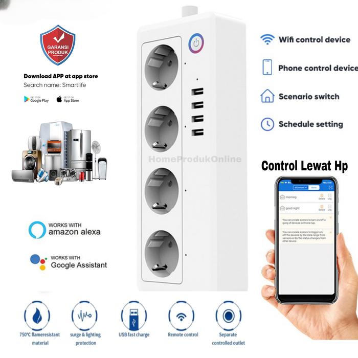 Jual Stop Kontak Colokan Listrik USB Smart Power Strip APP WIFI Control - Jakarta Utara ...