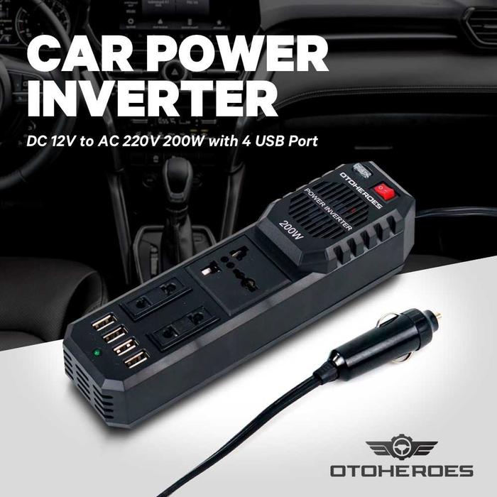 Promo Car Power Inverter Colokan Listrik Mobil 200W DC 12V to AC 220V 4 ...