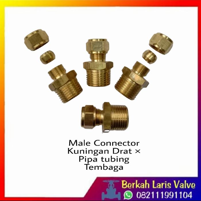 Jual Male connector Kuningan Untuk pipa tubing Tembaga 1/4"×8mm tubing - Jakarta Barat - BERKAH ...