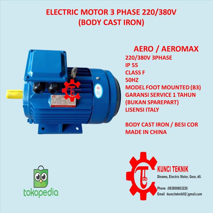 Jual 5.5 HP 4 KW 3 Phase 8 Pole Elektro Motor/dinamo/Motor Induksi B3 - Kota Tangerang - Kunci ...