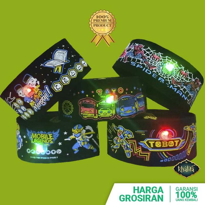 Jual Peci Hitam Anak Anak LED Karakter Kartun Upin Ipin Tayo Spiderman ...