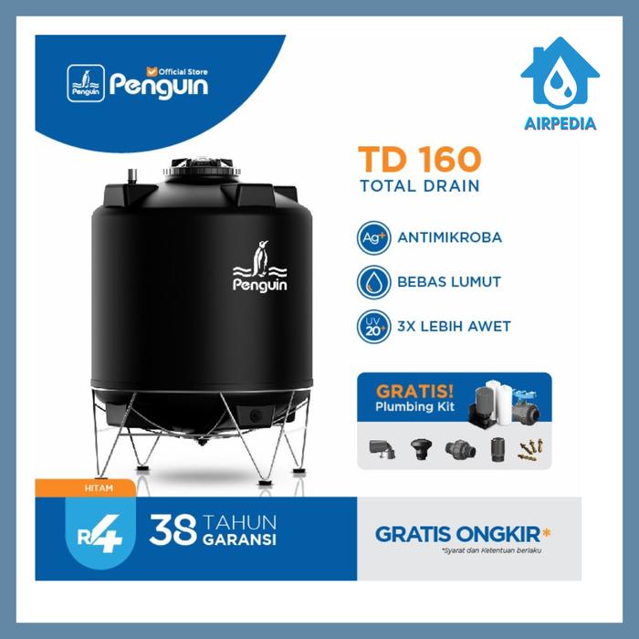 Jual Tangki Air Penguin TD 160 + Kaki - Toren Air Penguin 1550 Liter ...
