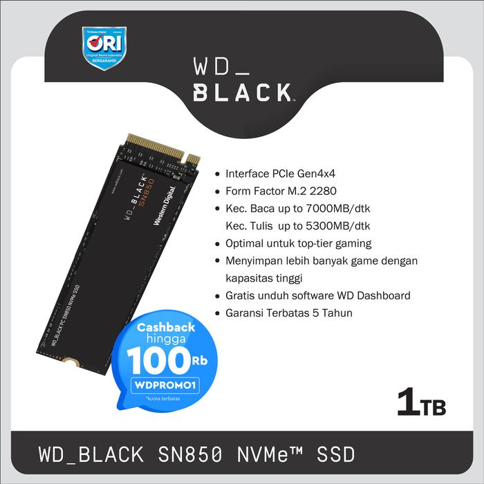 SSD WD Black SN850 1TB M.2 NVMe PCIe Gen4 x4 - WD Black SN850 1TB