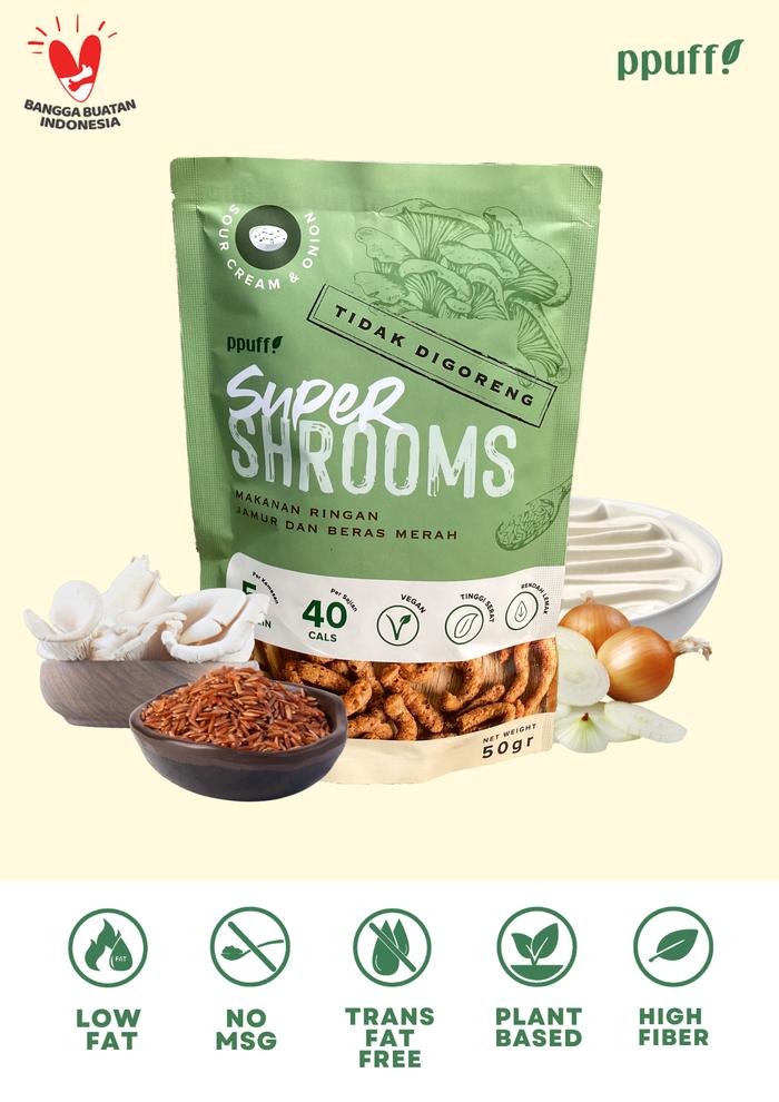 Jual ppuff! Supershrooms Sour Cream & Onion [50gr] Healthy, Vegan ...