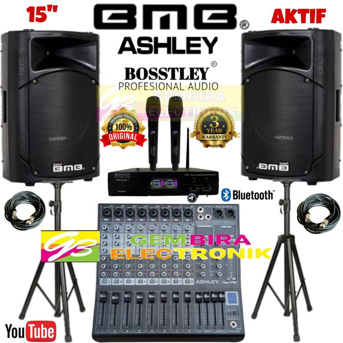 Promo Paket Karaoke Speaker BMB 15 inch Aktif Aktif 1000 Watt Mixer ...