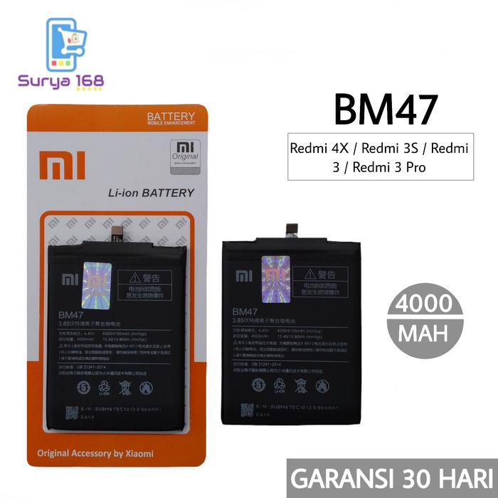 Promo BATTERY BATERAI BATTERE BATRE XIAOMI REDMI 3/ 3 PRO/ 4X BM-47 ...