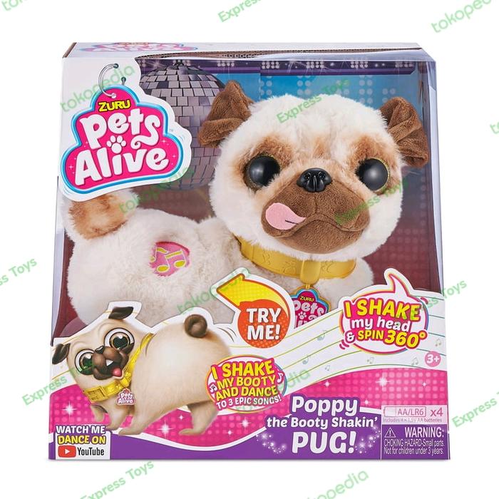 Jual ZURU Pets Alive Poppy the Booty Shakin’ Pug Interactive Dancing ...
