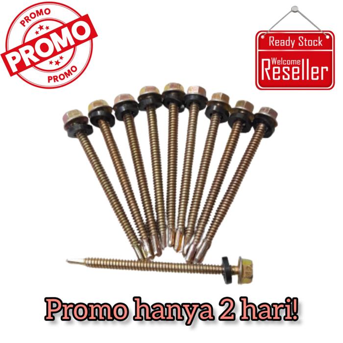 Jual Baut Roofing 12x70(7cm) 1 kotak isi 250pcs Baut Perkarton isi ...