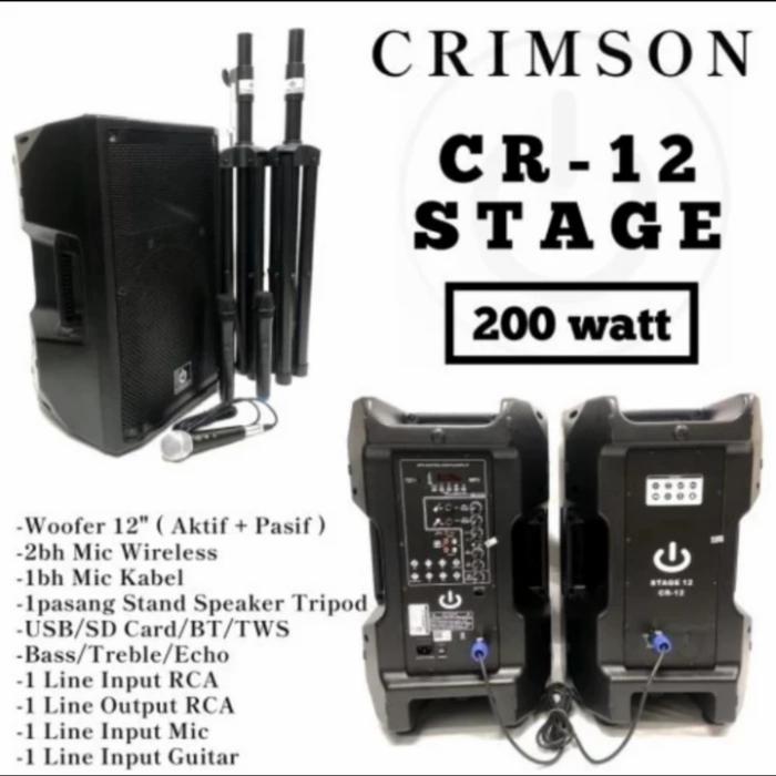 Jual Paket Speaker Crimson Cr12 Stage Original Cr 12 Stage Aktif+Pasif ...