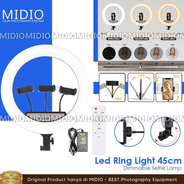 Jual Ringlight Diameter 45 cm Plus Stand Ringlight Untuk MUA Vlog ...