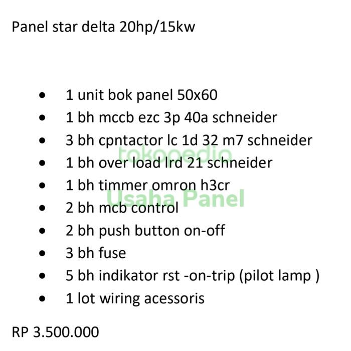 Jual panel star delta 15 kw/20hp schneider - Jakarta Pusat - Usaha ...