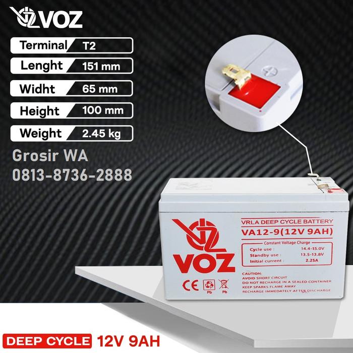 Jual V O Z VRLA DEEP CYCLE BATTERY V A 12-9 12V 9 AH BATERAI UPS AKI ...