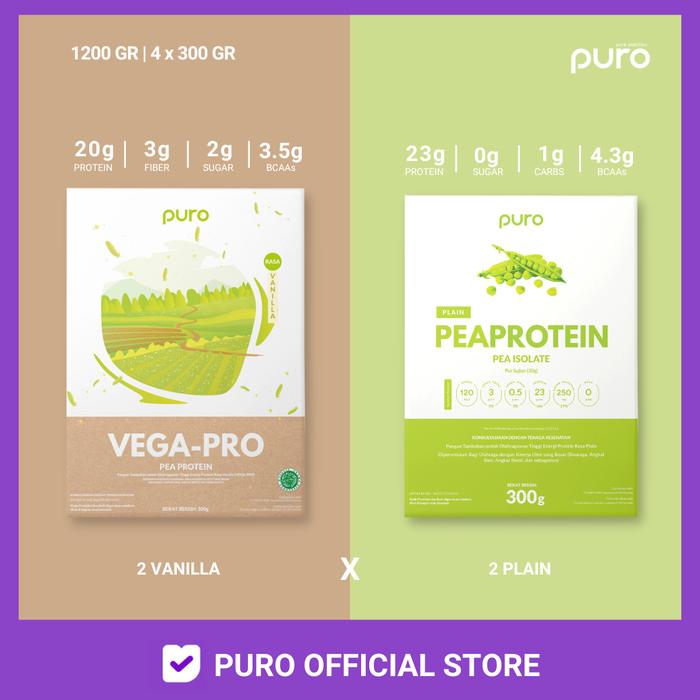 Promo PURO VEGA-PRO Vegan Pea Protein Isolate vegapro 1.2kg - Vanilla ...