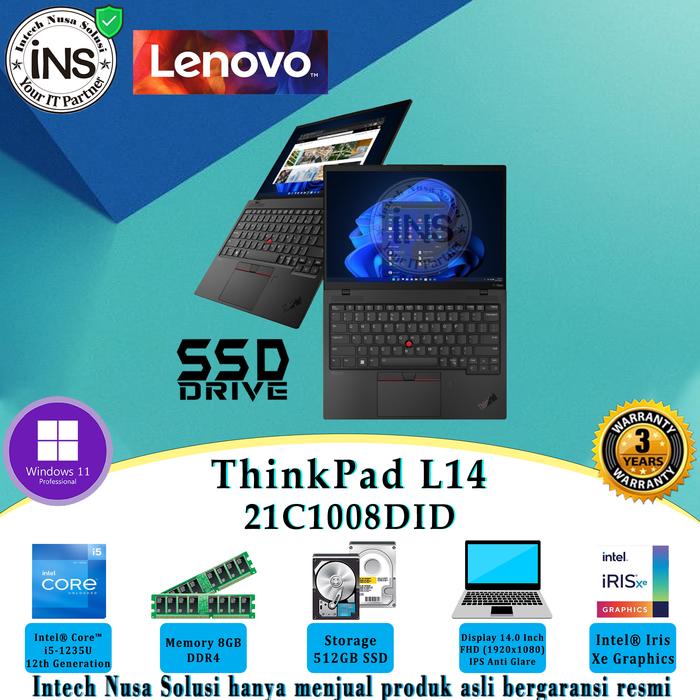 Jual Lenovo Thinkpad L14 Gen3 8DID i5-1235U 8GB 512GB SSD WIN11PRO 3YR - Jakarta Pusat - Intech ...