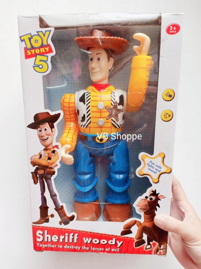Jual Mainan anak toy story 5 sheriff woody robot nyala suara BESAR ...