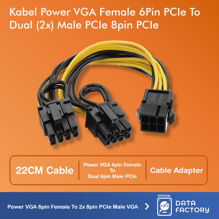 Jual Kabel Power VGA 6 pin To 2 Dual 8 Pin PCIE PCI-E Cable GPU ...