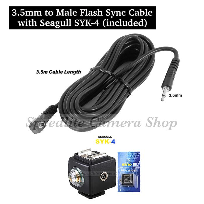 Jual 3.5mm to Male FLASH PC Sync Cable + Hot Shoe Adapter Seagull SYK-4 ...