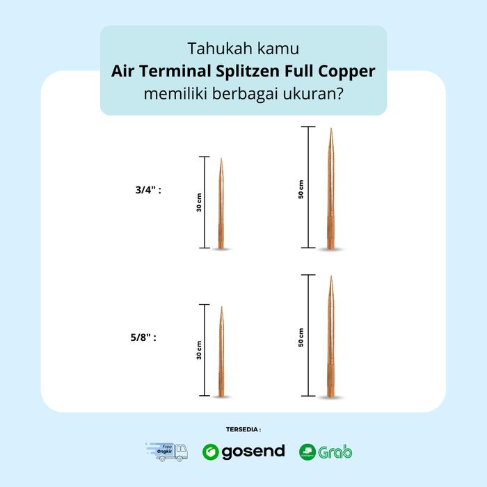 Jual PGI | Air Terminal Splitzen Full Tembaga Murni Banyak Ukuran - 3/4 ...
