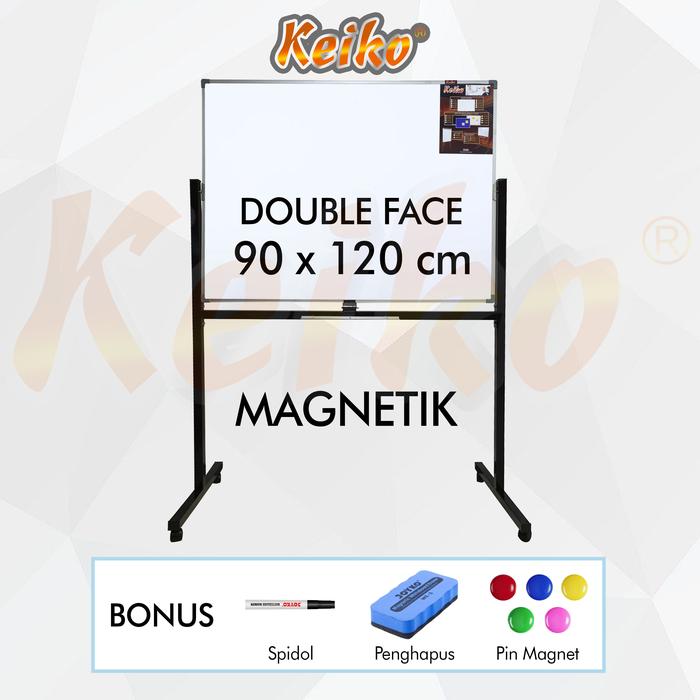 Jual Papan Tulis Whiteboard Standing Magnet Double Face Keiko 90 x 120 ...