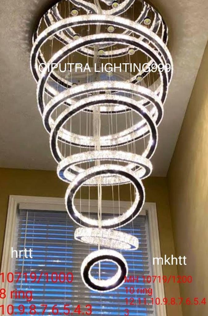 Jual LAMPU GANTUNG HIAS VOID CRYSTAL LED MODERN LUXURY 8 RINGS ...